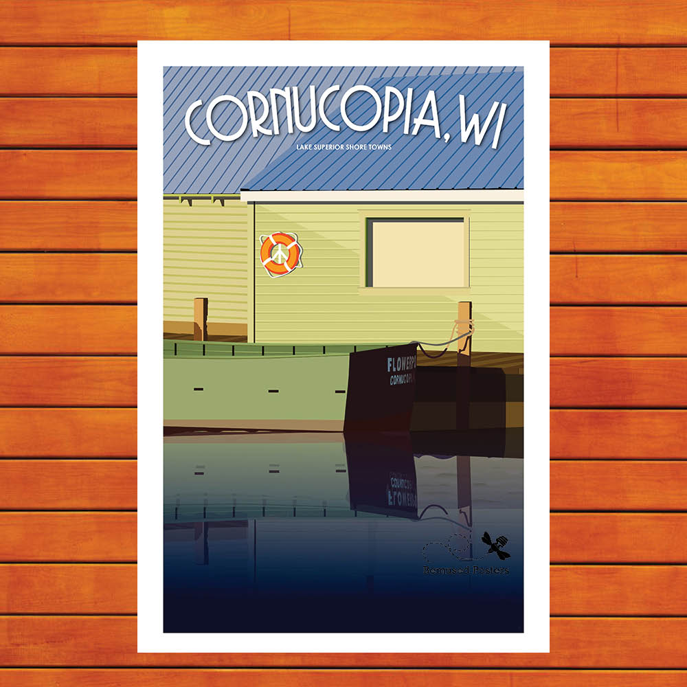 Cornucopia Fishing Boat Retro Travel Poster Prints – Bemused Creative