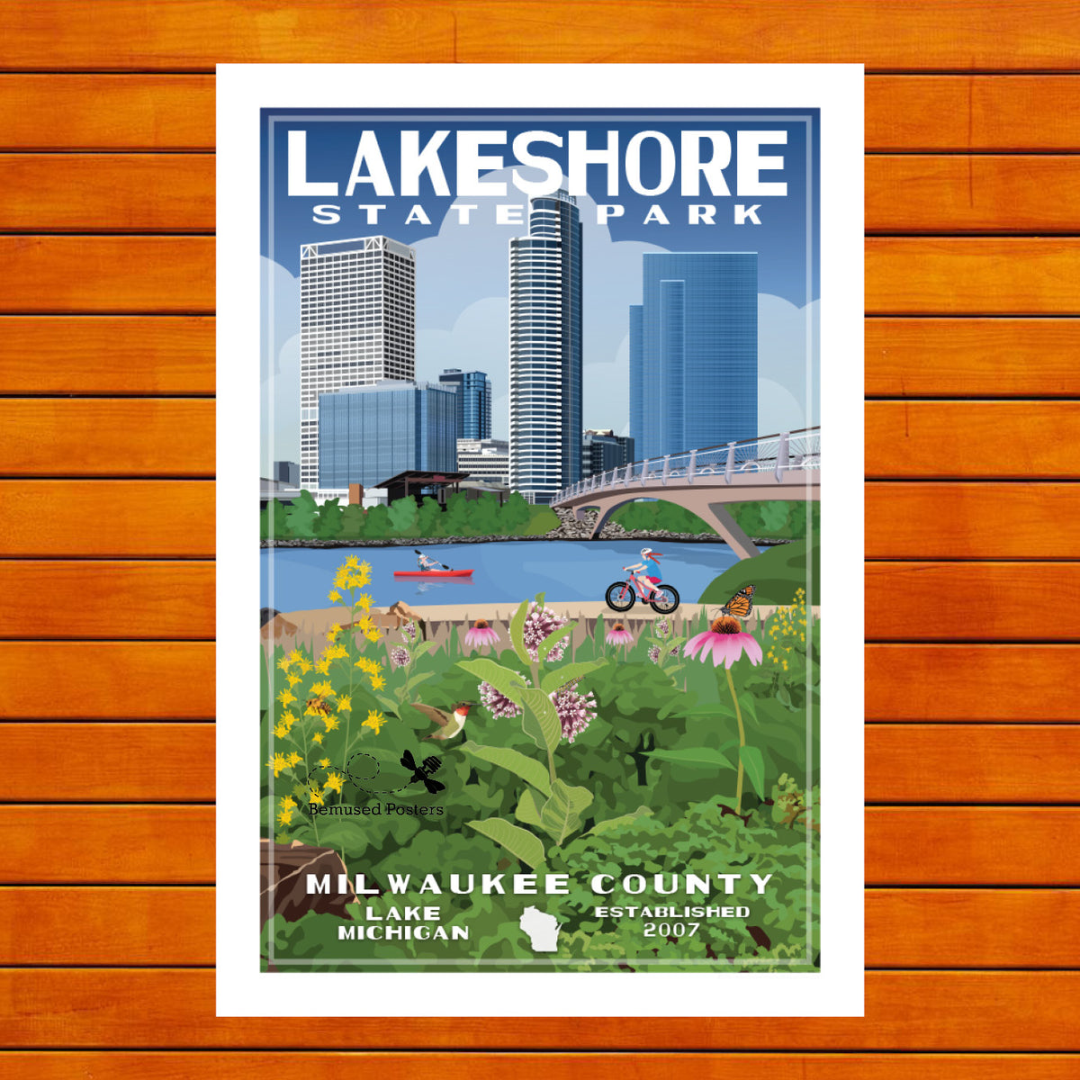 Lakeshore State Park Retro Travel Poster Prints – Bemused Creative